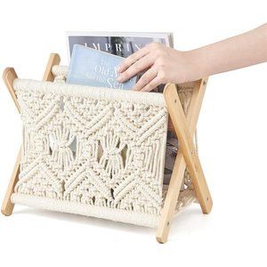 Accents | Macrame Magazine Rack Boho Magazine Holder Storage Standing ...